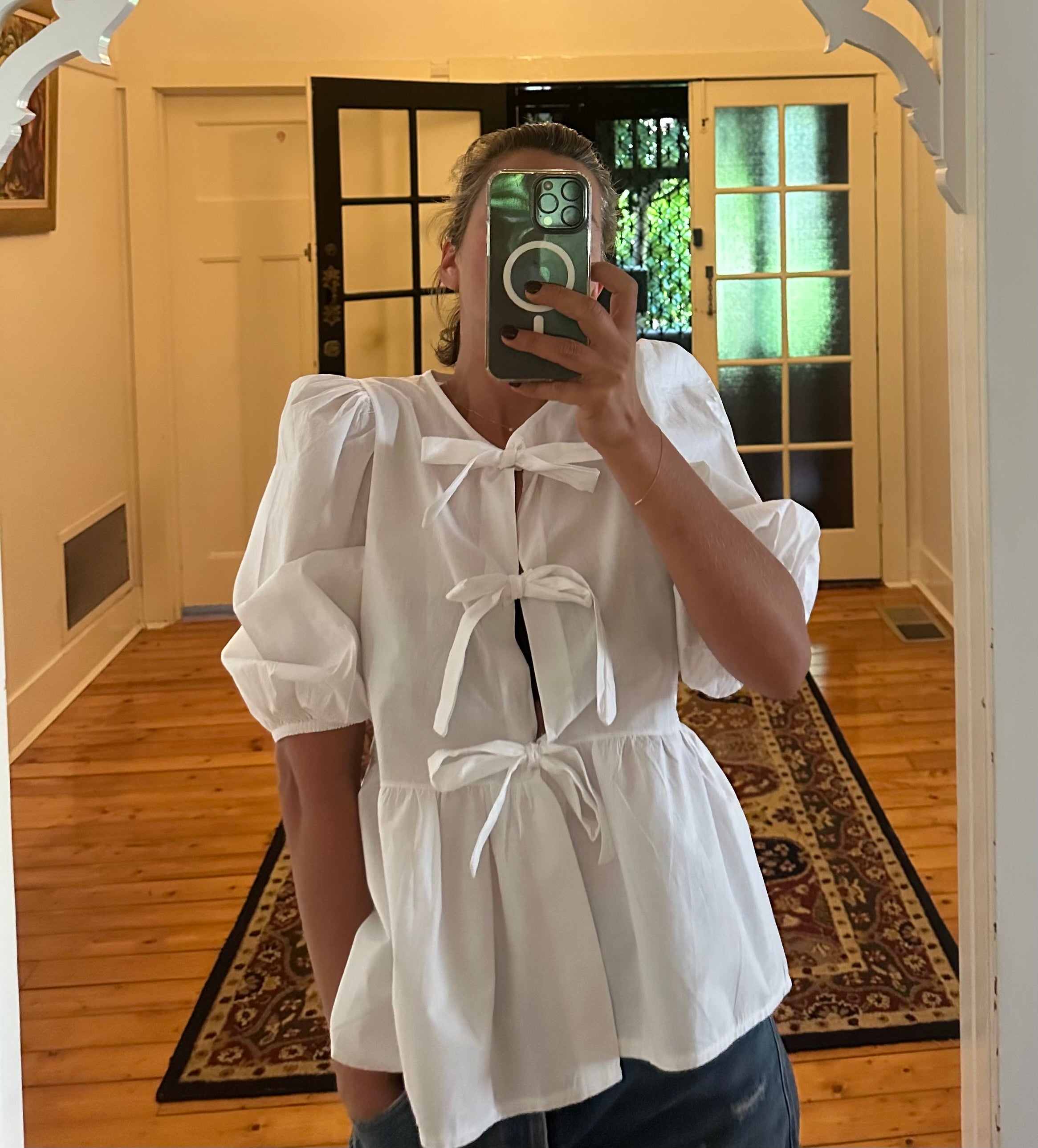 Cutsey Bow Tie Blouse I White Top Made in France I French Fashion Top ...